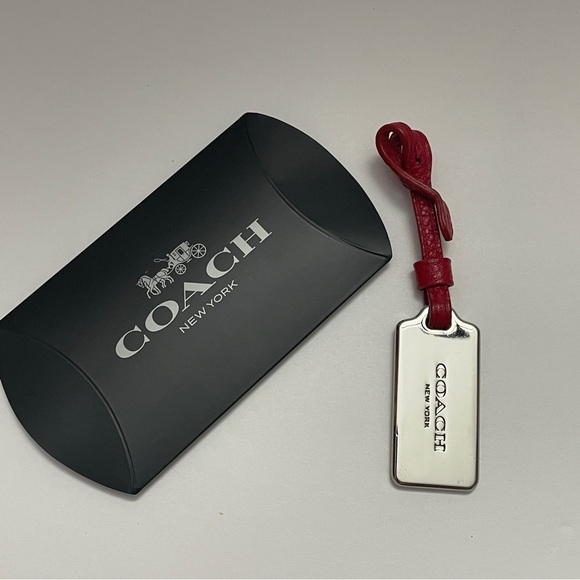 Coach | Bags | Coach Heavyweight Silver Metal Hangtag With Red Leather ...